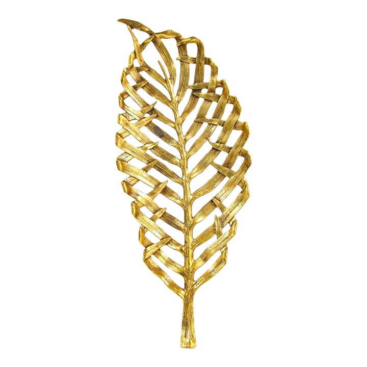 Michael Aram Signed Large Gold Palm Leaf Centerpiece Platter | Chairish