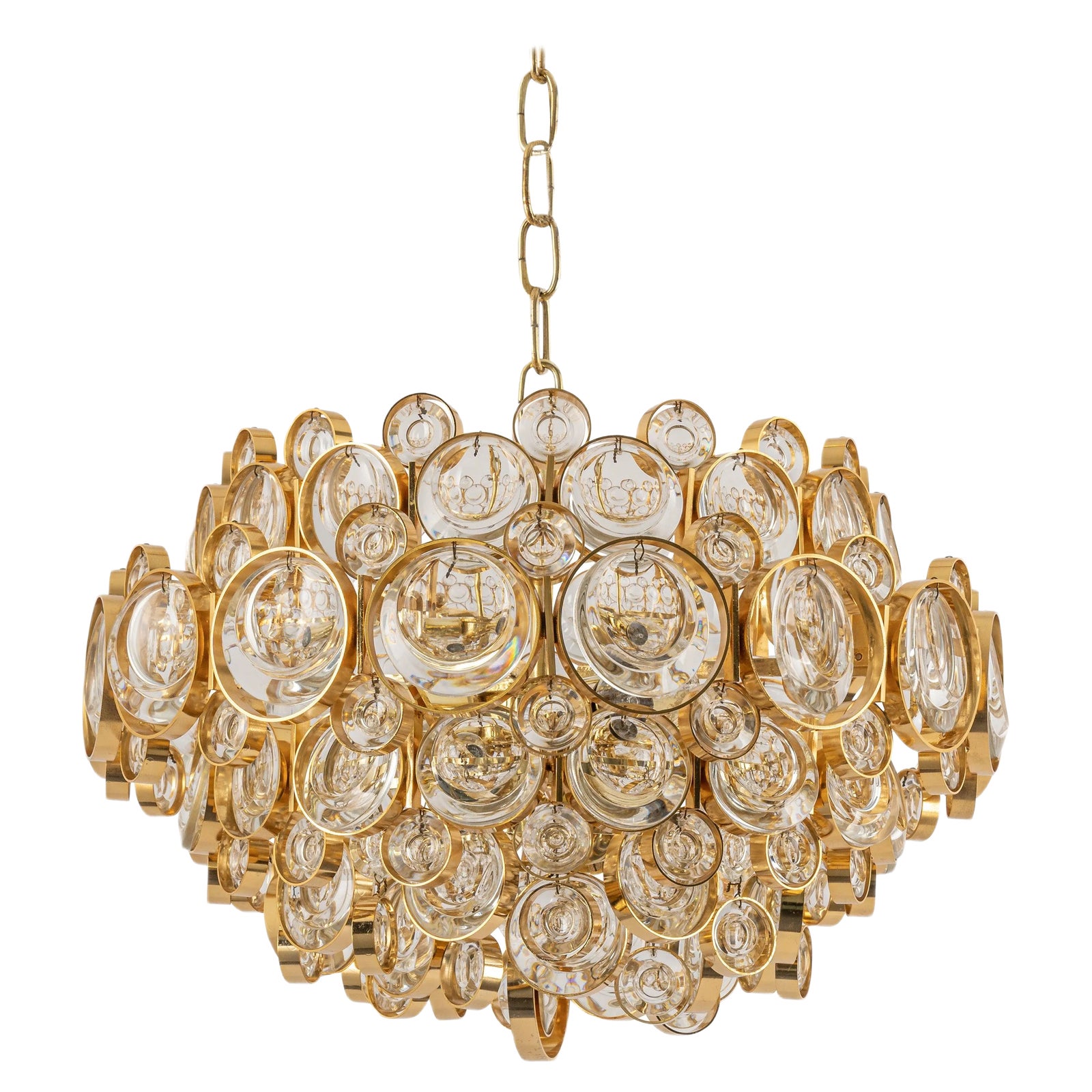 Gilt Brass Chandelier by Sciolari Design for Palwa, Germany, 1970s ...