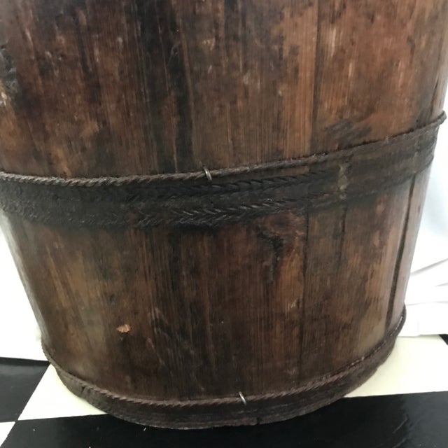 Vintage Chinese Rustic Wood Water Bucket | Chairish