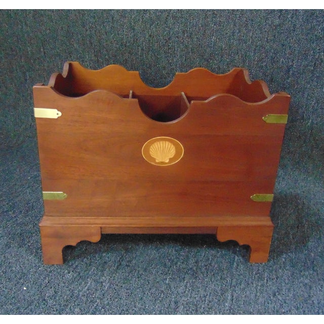 Chippendale Campaign Inlaid Mahogany Magazine Rack | Chairish