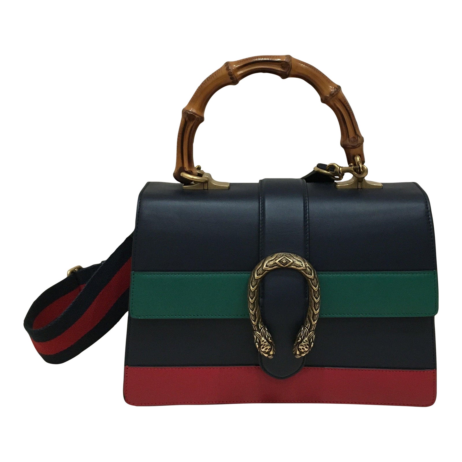 Gucci Tricolor Calfskin Bamboo Dionysus Top Handle Bag Sku# 73829 ...