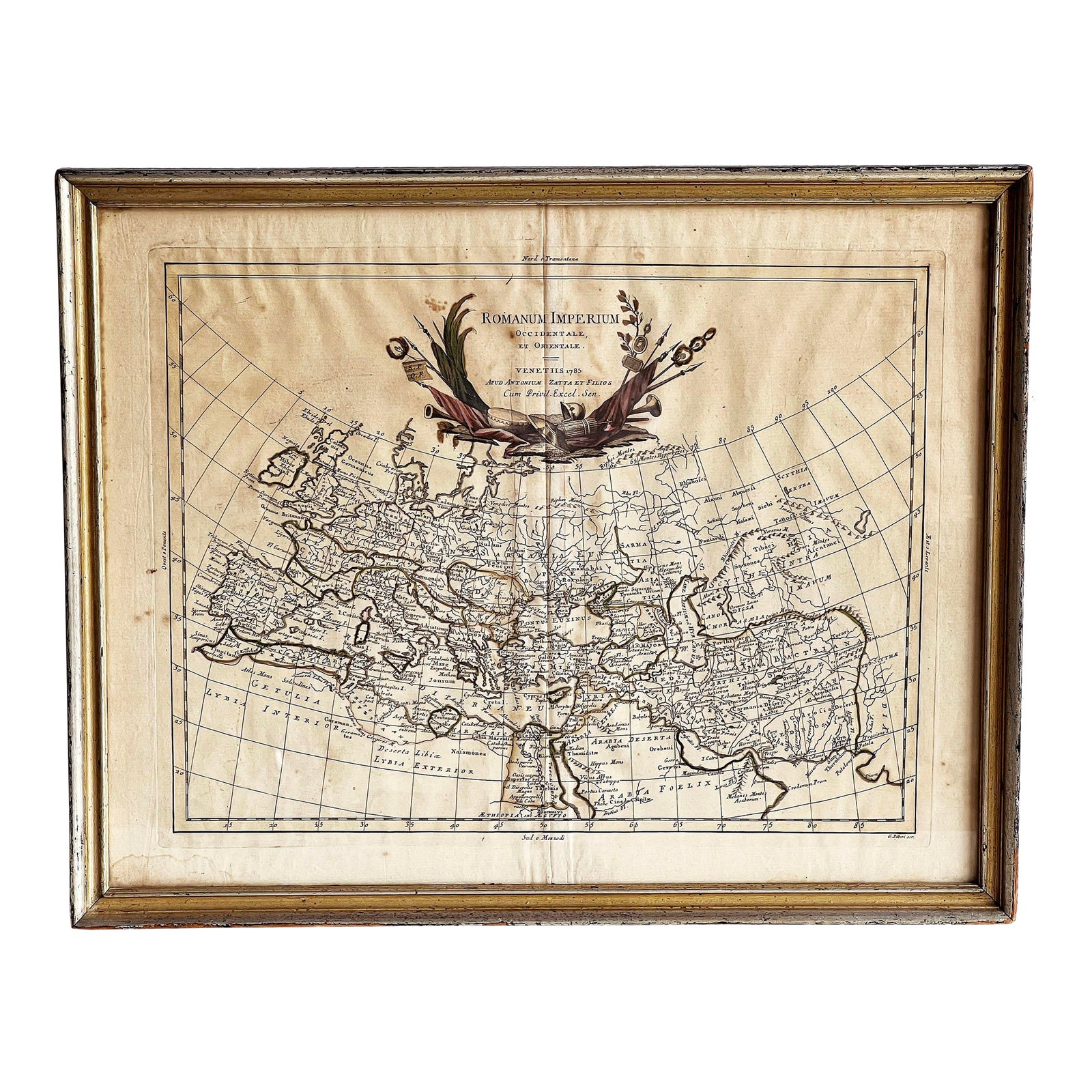 Antique c.1785 Antonio Zatta Map of the Roman Empire Romanum Imperium Engraved Map Framed | Chairish