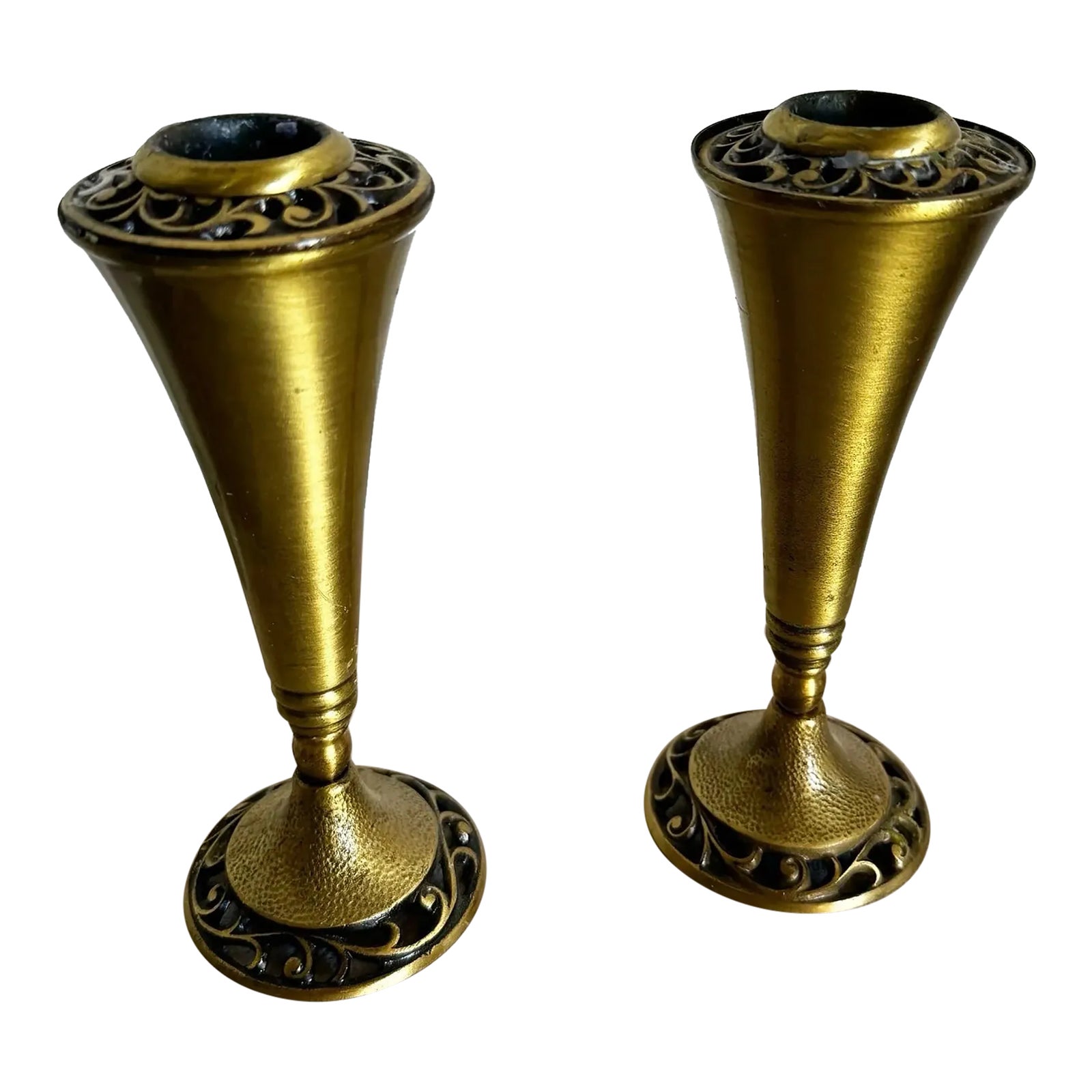 Vintage Israeli Brass Shabbat Candle Stick Holders - a Pair | Chairish