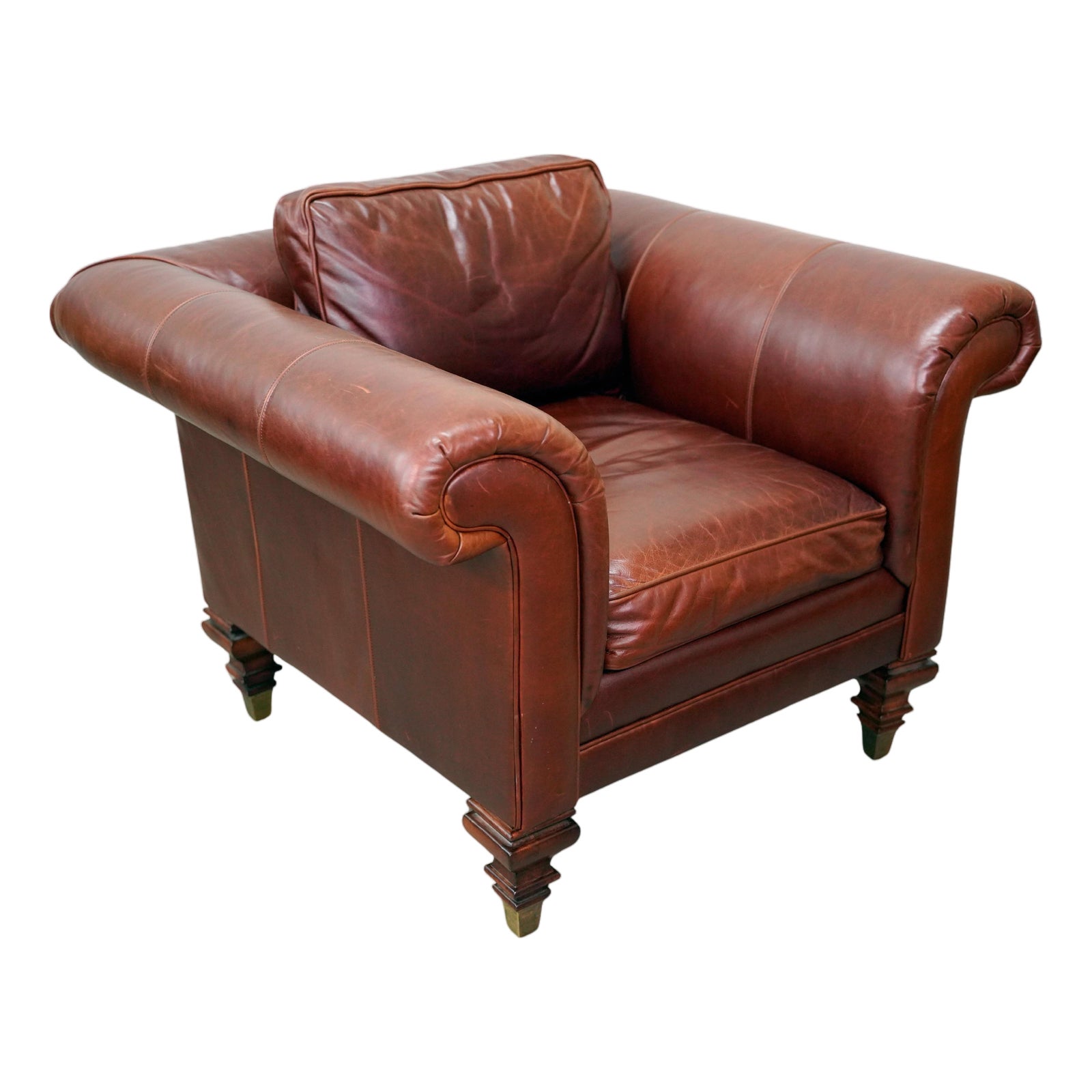 Ralph Lauren British Colonial Lounge Chair in Brown Leather, Mahogany ...
