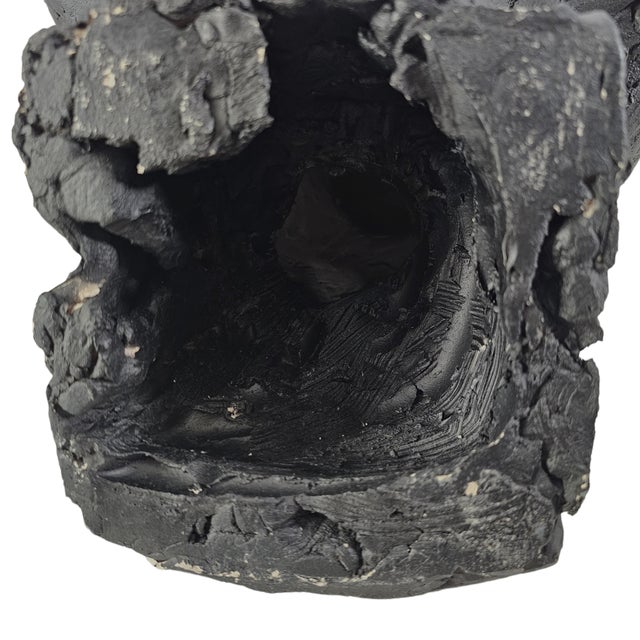 Brutalist Male Torso Black Hard Clay Sculpture | Chairish