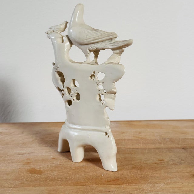 Vintage Asian Carved Object d'Arte Depicting Birds on Tree | Chairish