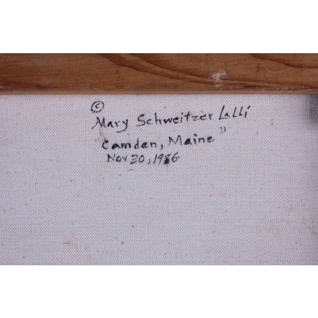 1986 Folk Art Town Scene Oil Painting Signed Mary Schweitzer Lalli ...