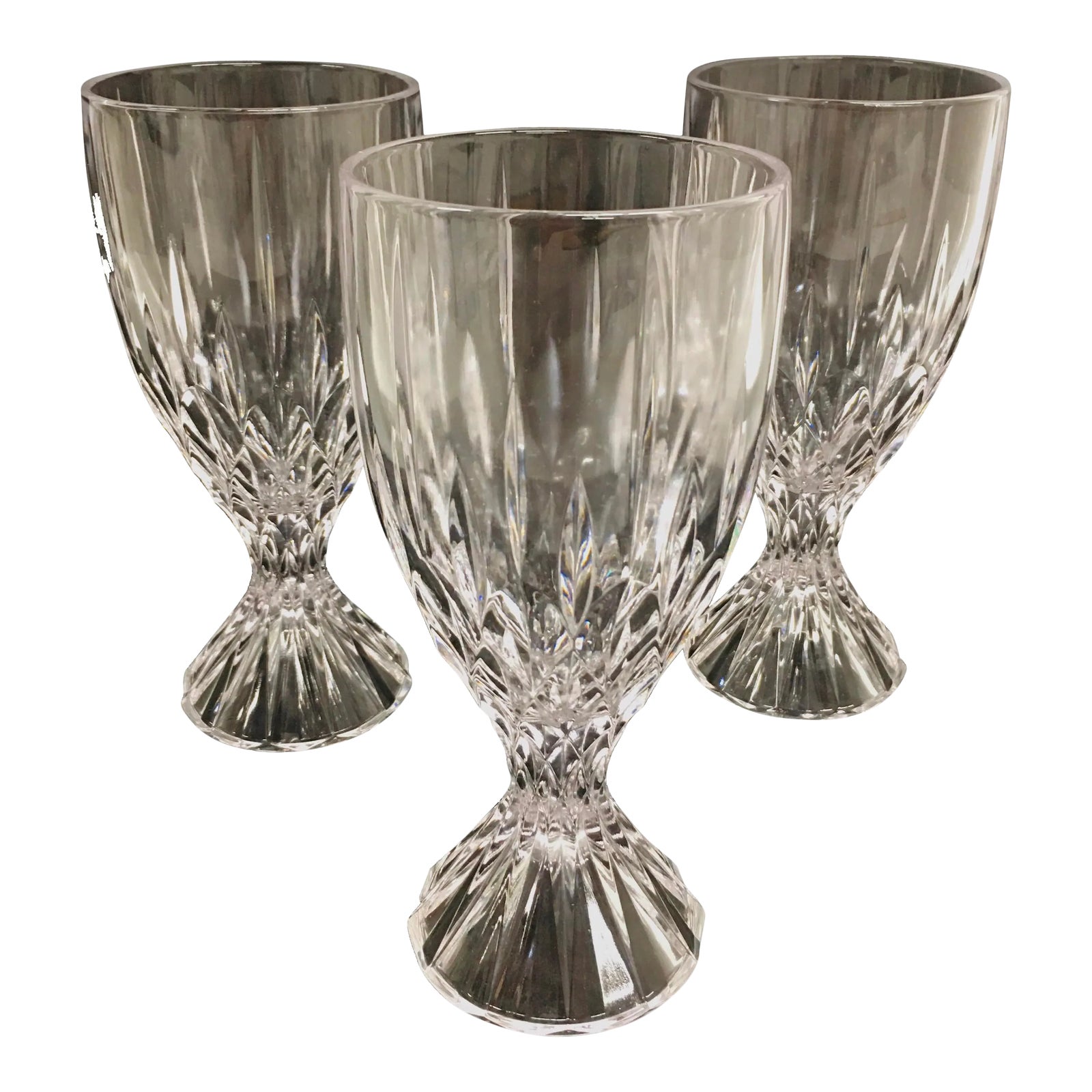 1990s Crystal Water Goblets - Set of 3 | Chairish
