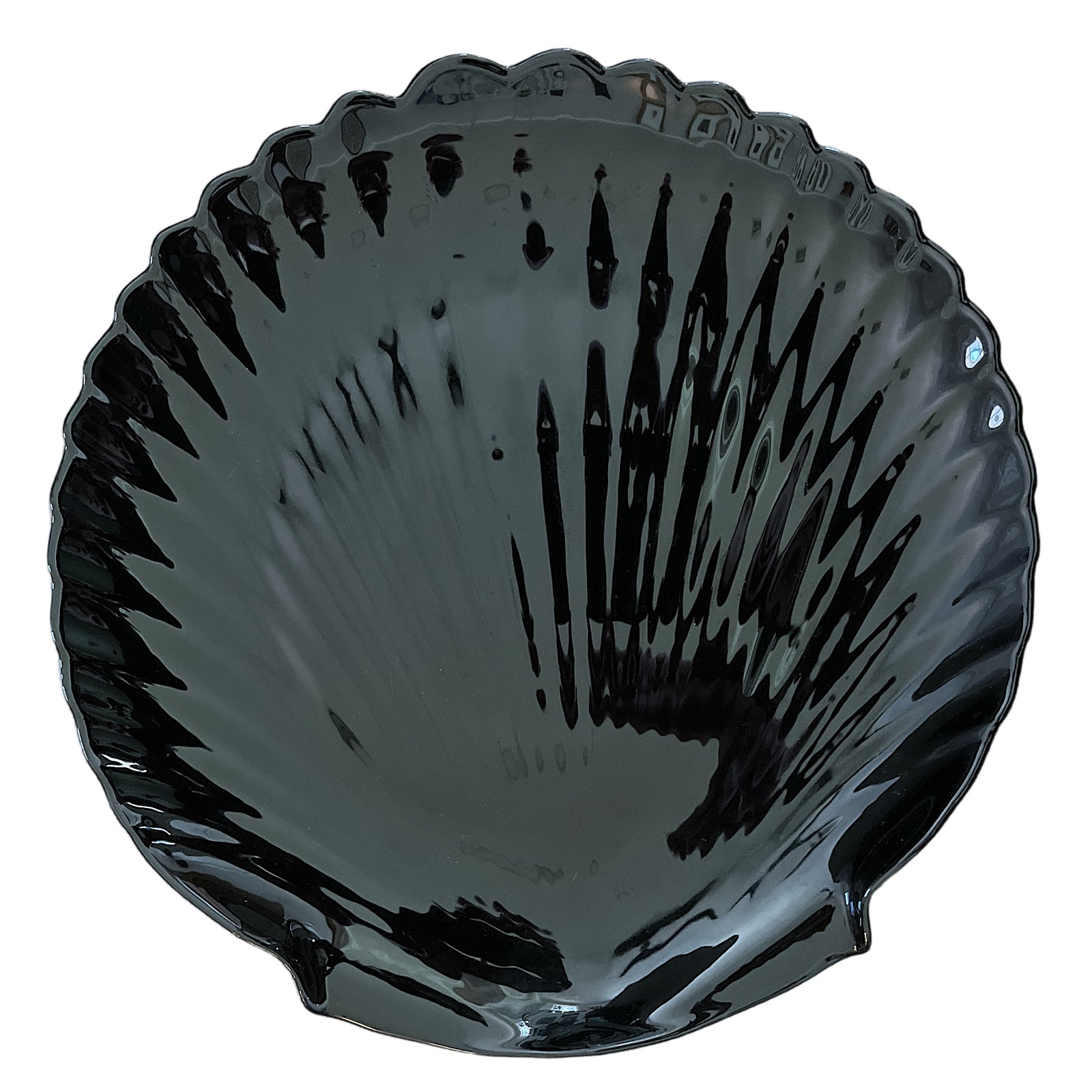 1960s French Arcoroc Scalloped Black Glass Coquillage Clam Sea Shell ...
