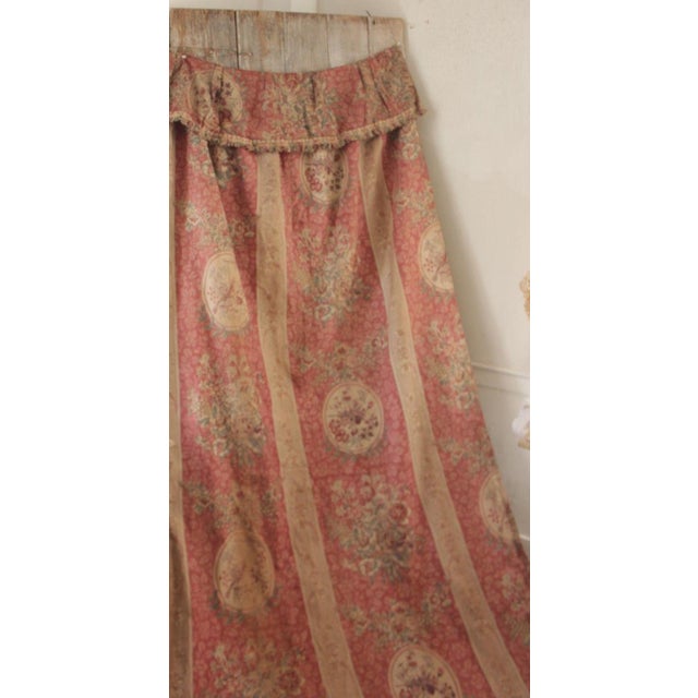 Antique 1890s French Shabby Chic Linen Pink Floral Faded Curtain Drape ...