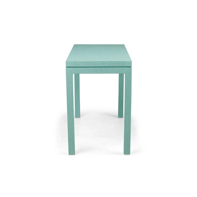 Asian Contemporary Style Turquoise Colored Raffia Wrapped Console Table ...