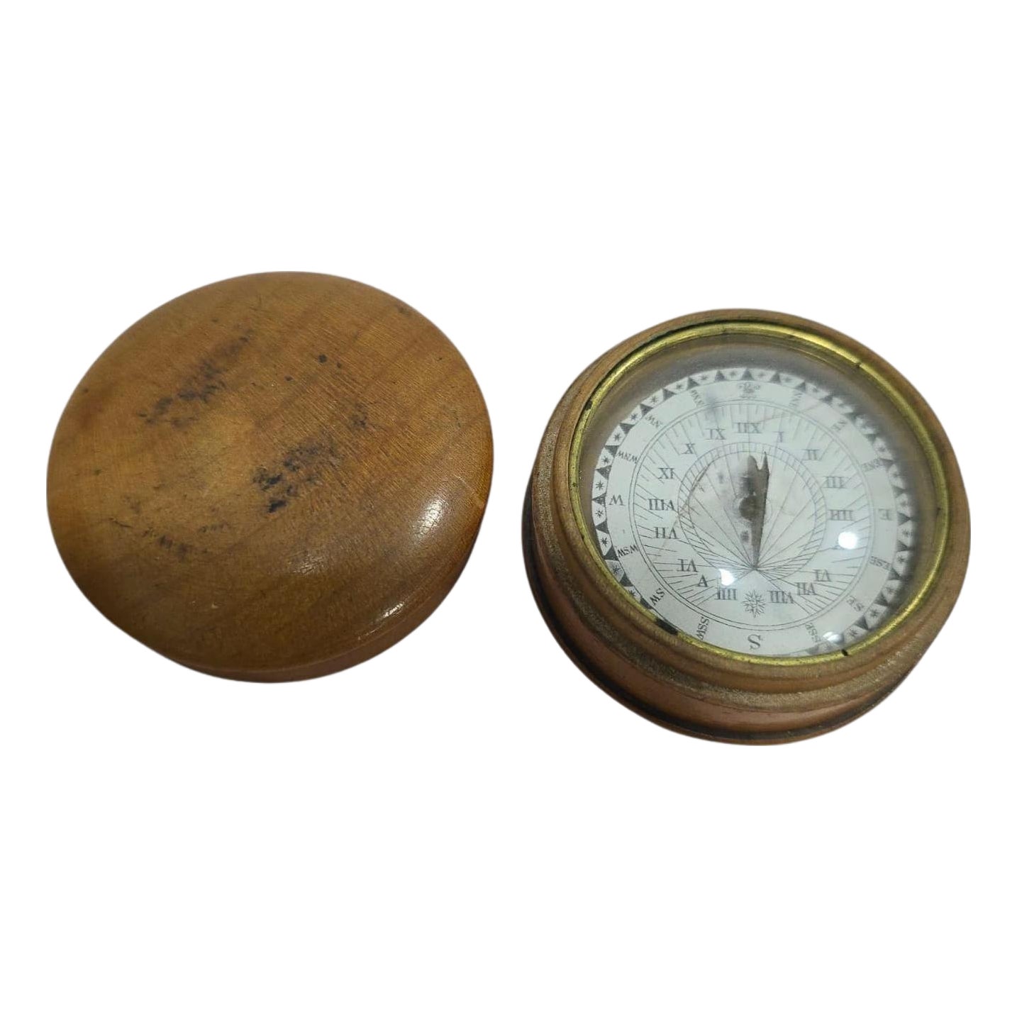 Portable Sundial in Turned Wooden Case, 1880 | Chairish