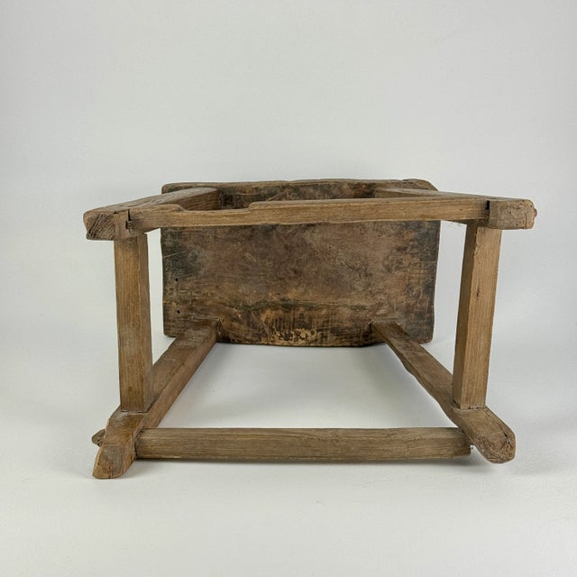 Mid 19th Century Antique Stool From Heavy Elm Wood, Hand Hewn and Solid ...