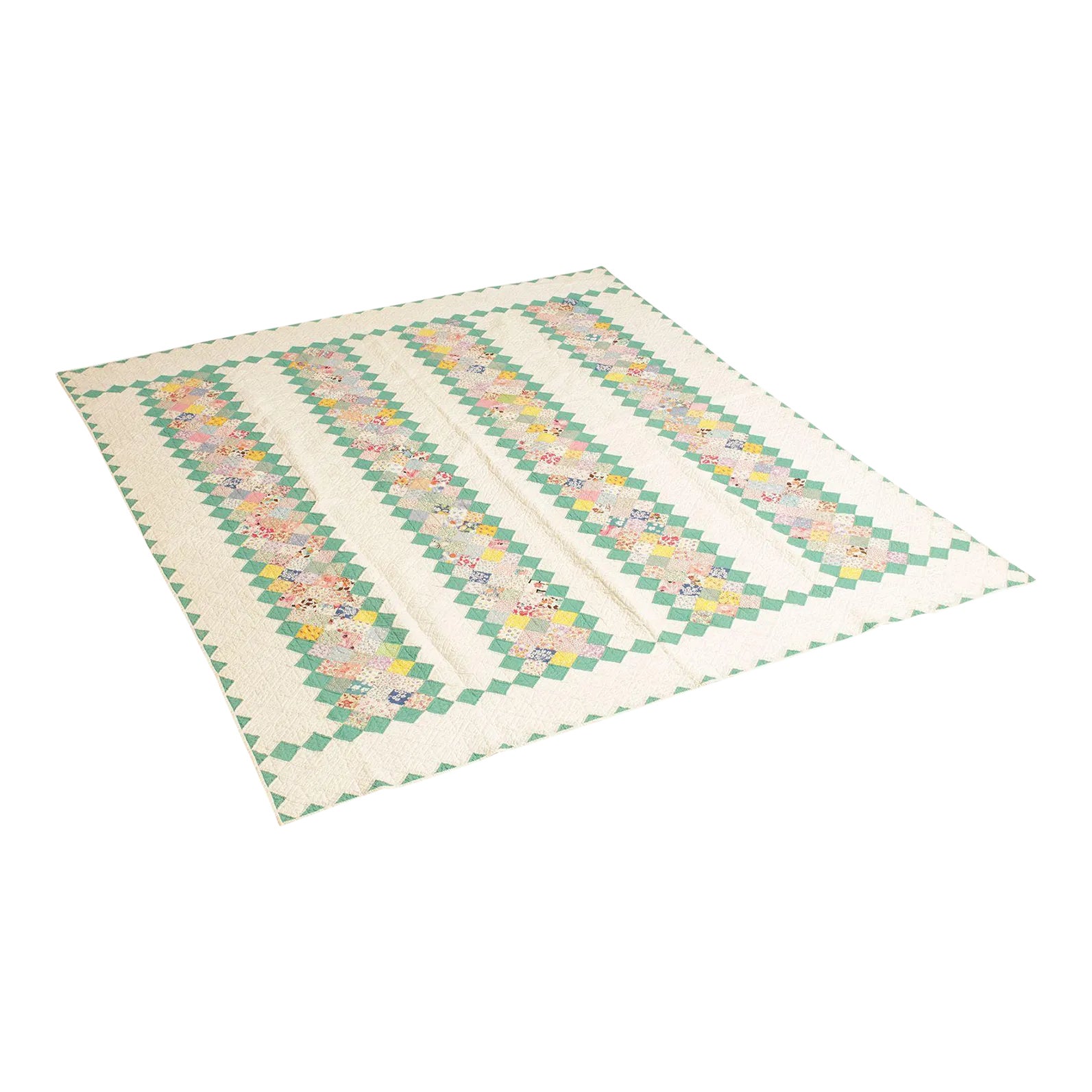 1940s Mennonite or Amish Patchwork 'Sawtooth' Bars Quilt | Chairish