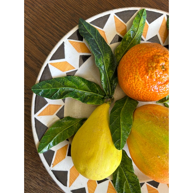 21st Century Hand-Molded Ceramic Trompe l'Oeil Fruit on a French Faience Sarreguemines Plate by ...