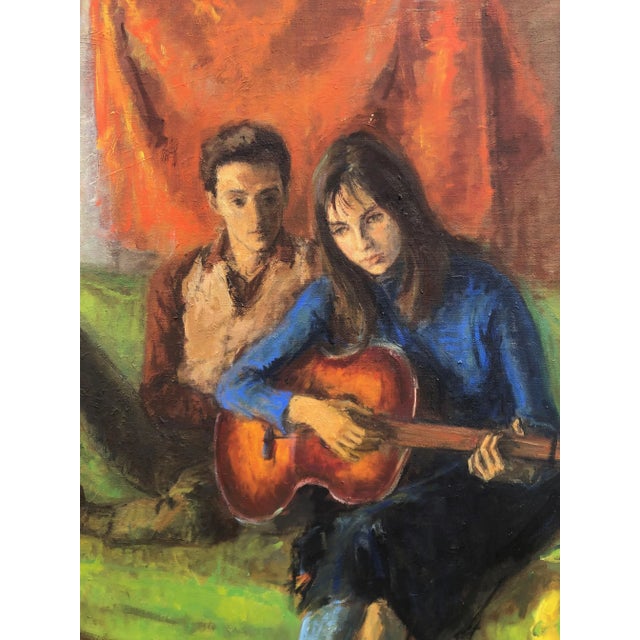 Susan B Kohn Playing Guitar American Post Impressionist 1964 | Chairish