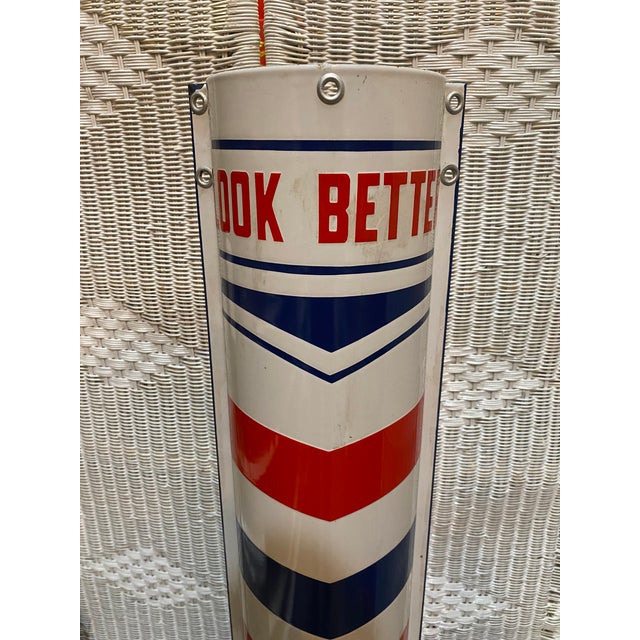 Vintage William Marvy Company Enameled Barber Sign | Chairish