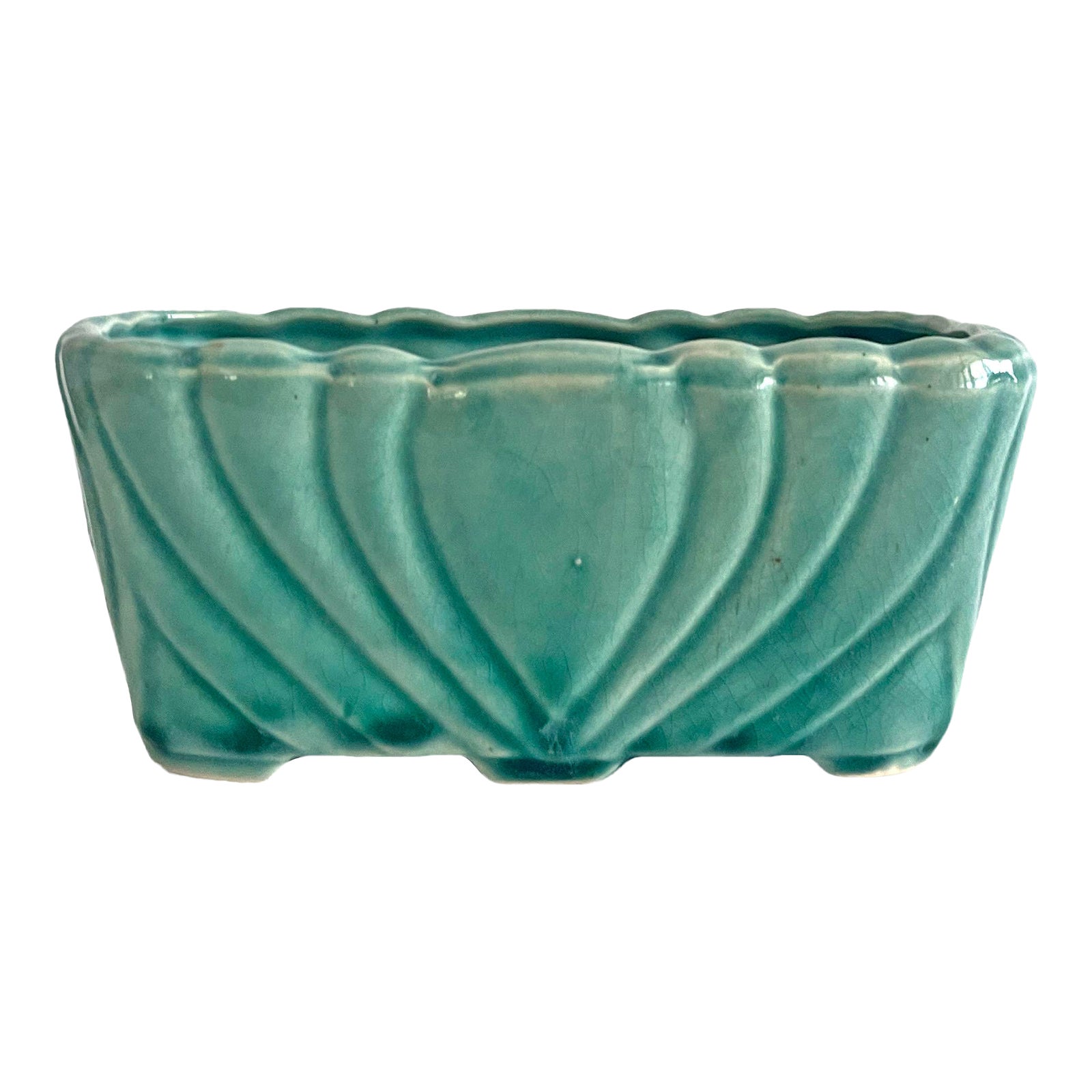 Vintage McCoy Pottery Planter in Teal Glaze | Chairish