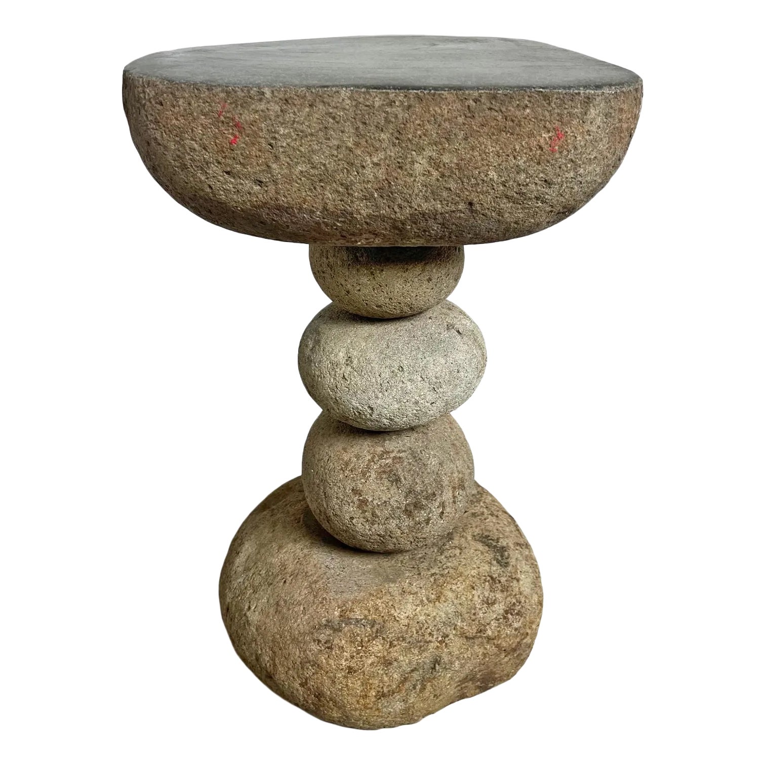 Outdoor River Rock Stack Side Table Stool | Chairish