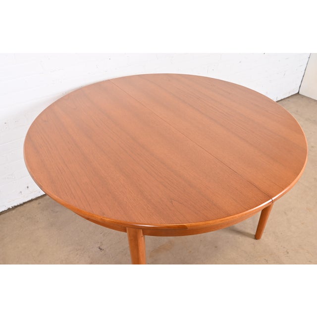 Danish Modern Teak Round Dining Table, Newly Refinished | Chairish