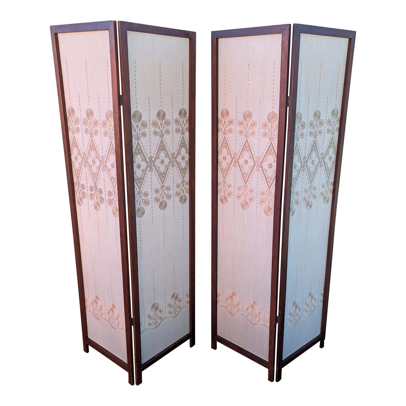 Vintage 2-Panel Room Divider Screen, Folding Wall Divider for Room ...