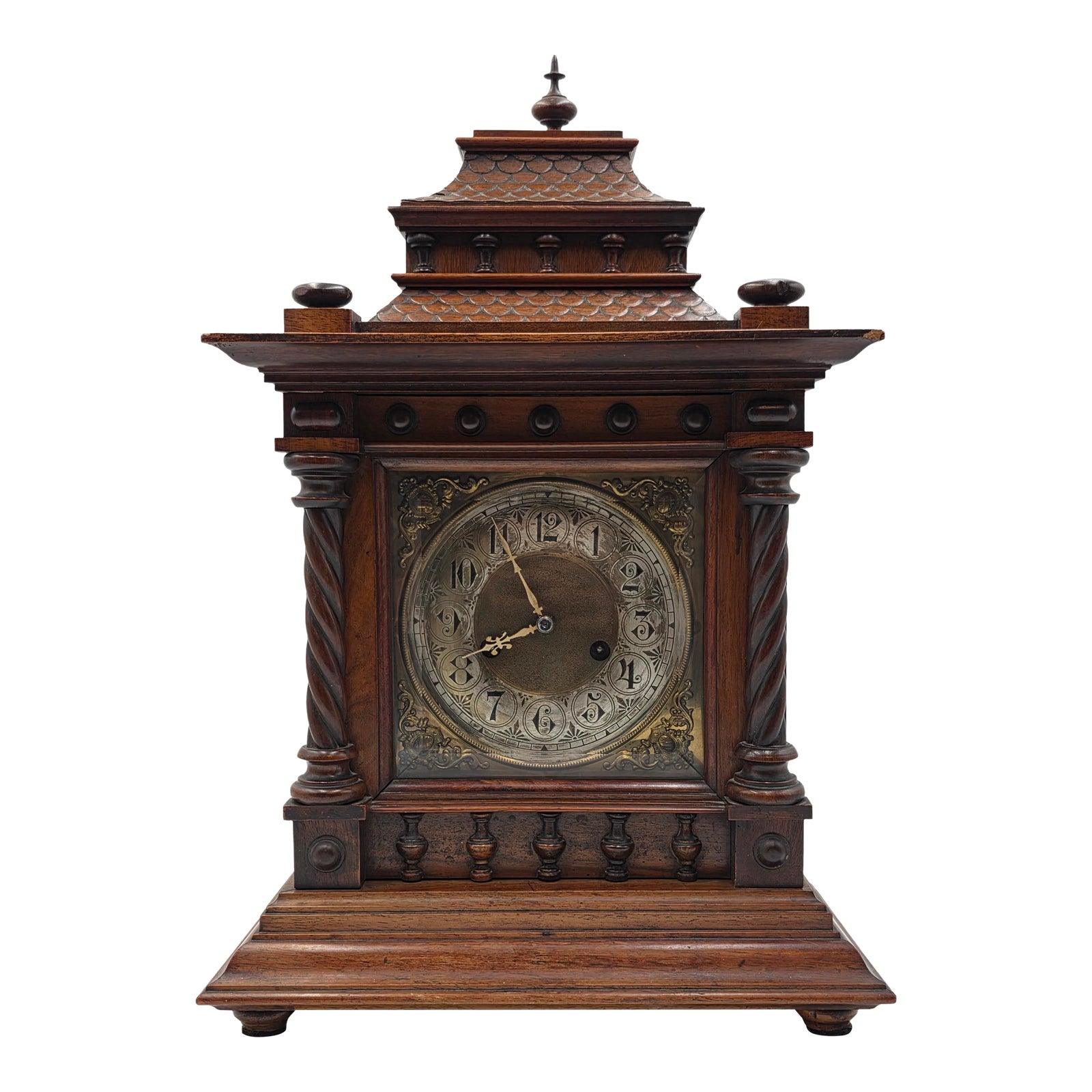 Rare Antique 1895 Hac 14 Day Strike Mantel Clock Carved Walnut Serviced ...