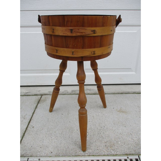 Rustic Country Half-Barrel Three-Legged Plant Stand | Chairish