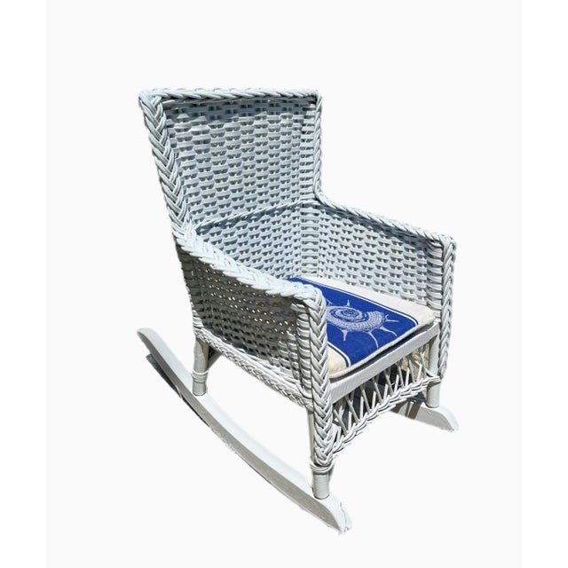 Traditional Children's White Wicker Rocking Chair | Chairish