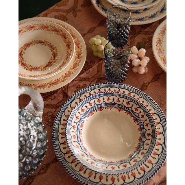 Sharland England Honor Dinner Plate - Set of 8, White and Blue | Chairish