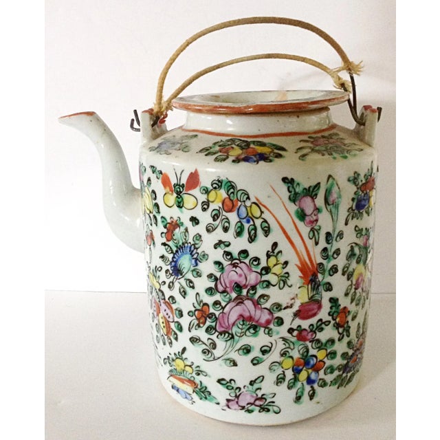 Floral & Bird Design Chinese Teapot | Chairish