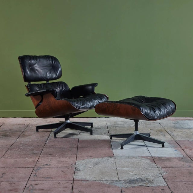 Eames for Herman Miller Rare 1956 First Year Production Lounge Chair With Spinning Ottoman Chairish