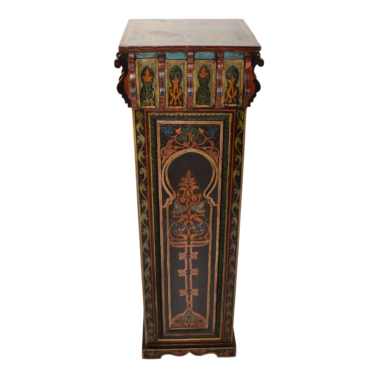 Late 19th Century Chinoiserie Hand-Painted Carved Pedestal Column ...