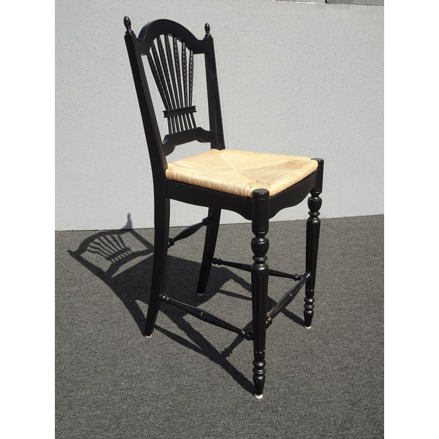 Set of Four Black Ethan Allen Rush Barstools Bar Stools ~ French ...