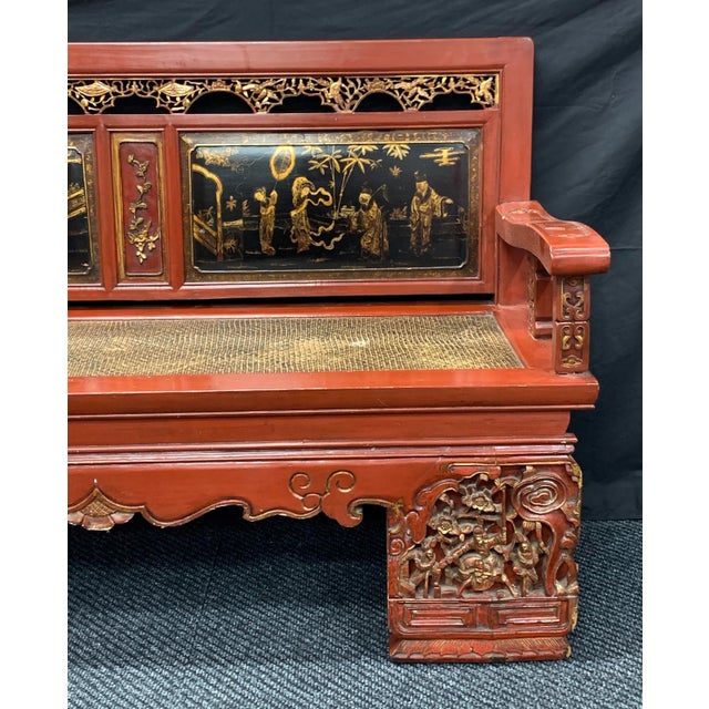 1900s Antique Chinese Chinoiserie Style Bench | Chairish