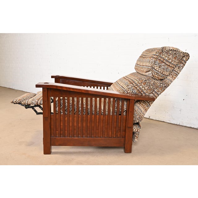 Stickley Mission Arts & Crafts Cherry Wood Spindle Reclining Morris ...