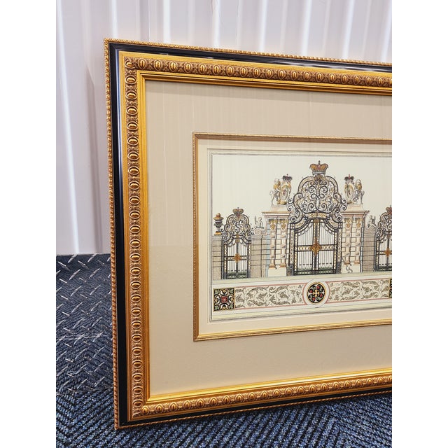 Large Decorative Framed Architectural Prints-A Pair | Chairish