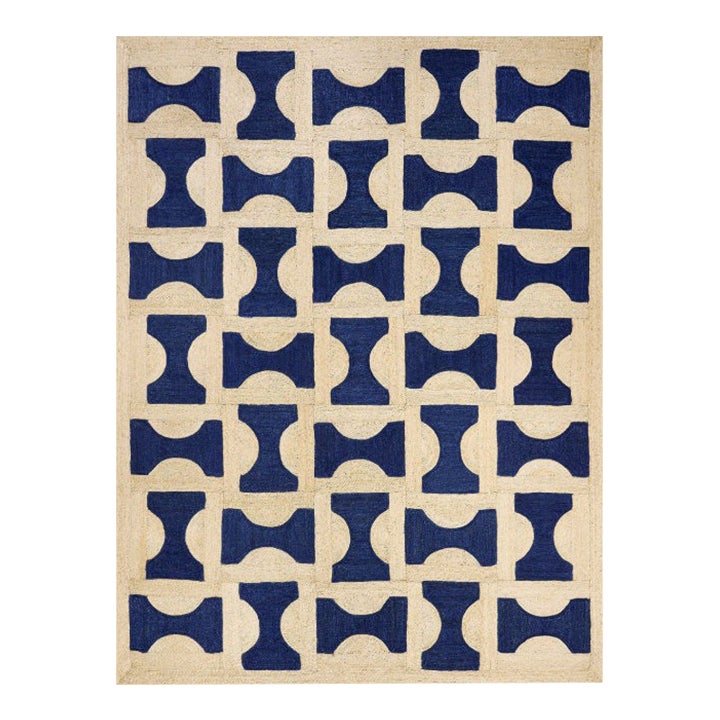 Abaca Dark Blue and Ivory Natural Premium Fiber Rugs 9x12 Ft. | Chairish
