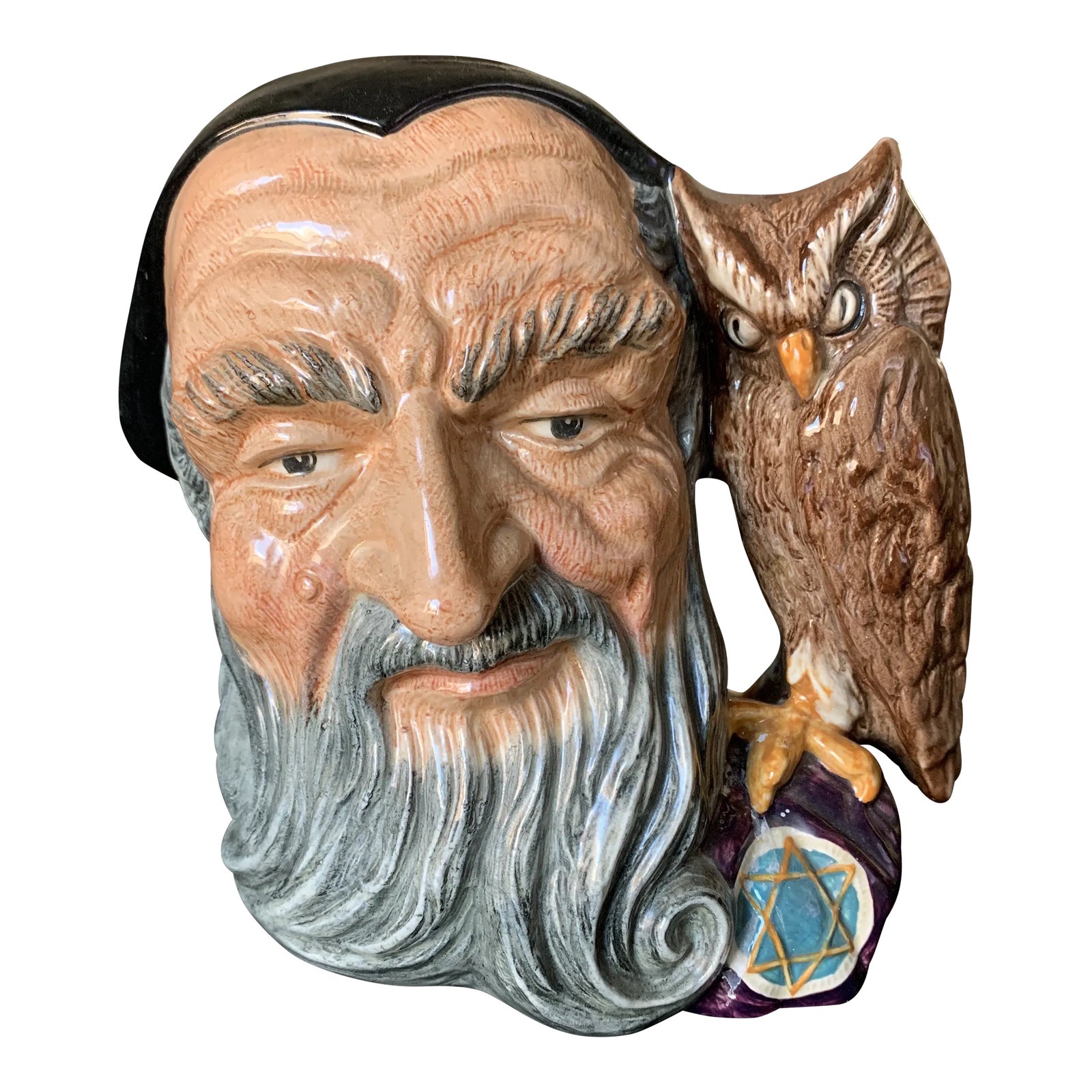 Mid-20th Century Large Merlin the Magician Toby Mug | Chairish