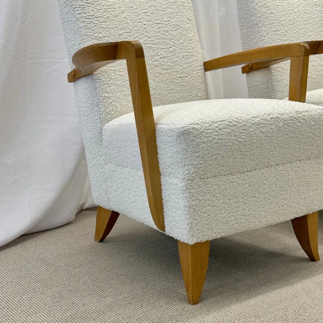 Pair Mid-Century French Art Deco Arm / Lounge Chairs by Maison Dominque ...