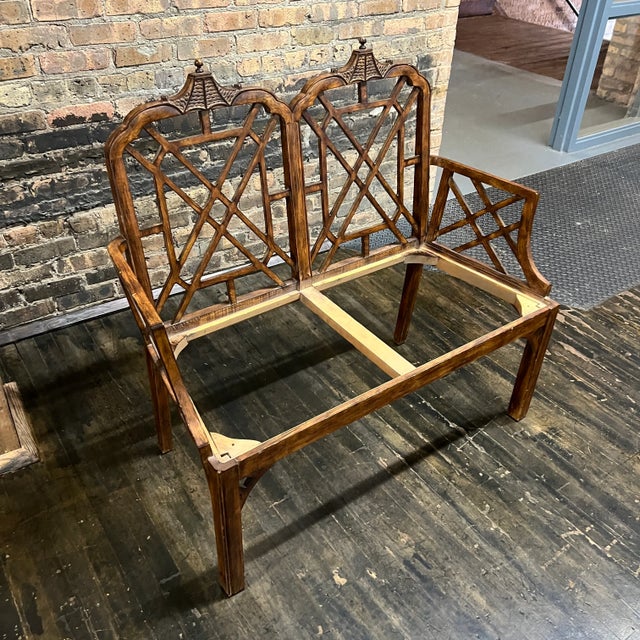 Mid 19th Century Chinese Chippendale Style Upholstered Bench With ...