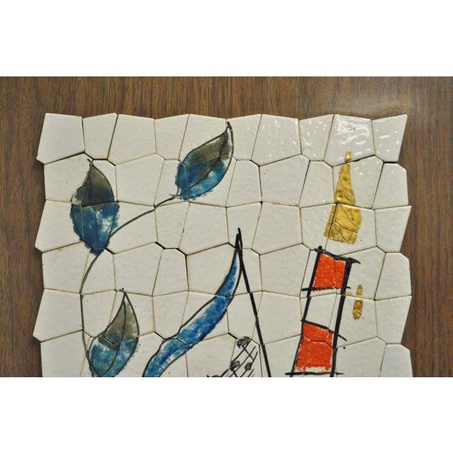 Vintage Andre Mid-Century Modernist Abstract Music Instrument Tile Wall ...