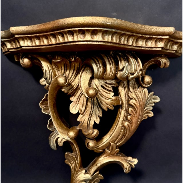 Pair of Vintage Giltwood Wall Brackets With Rococo Carving | Chairish