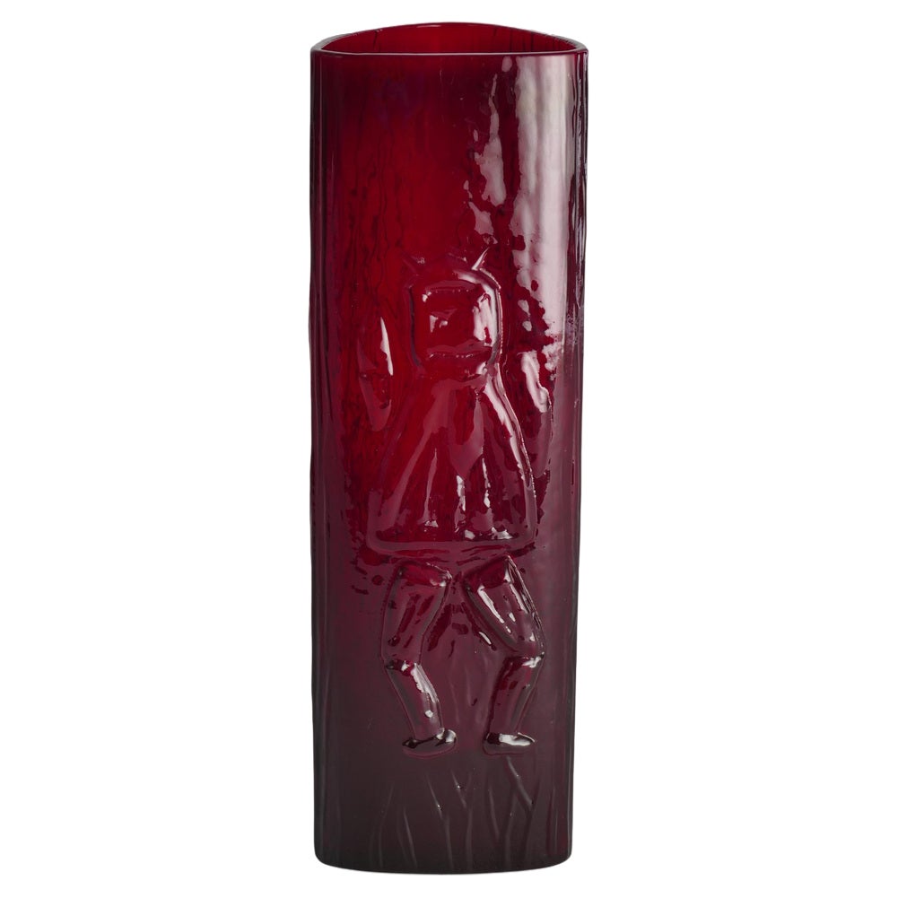 Swedish Red Devil Triangular Glass Vase by Christer Sjögren for ...
