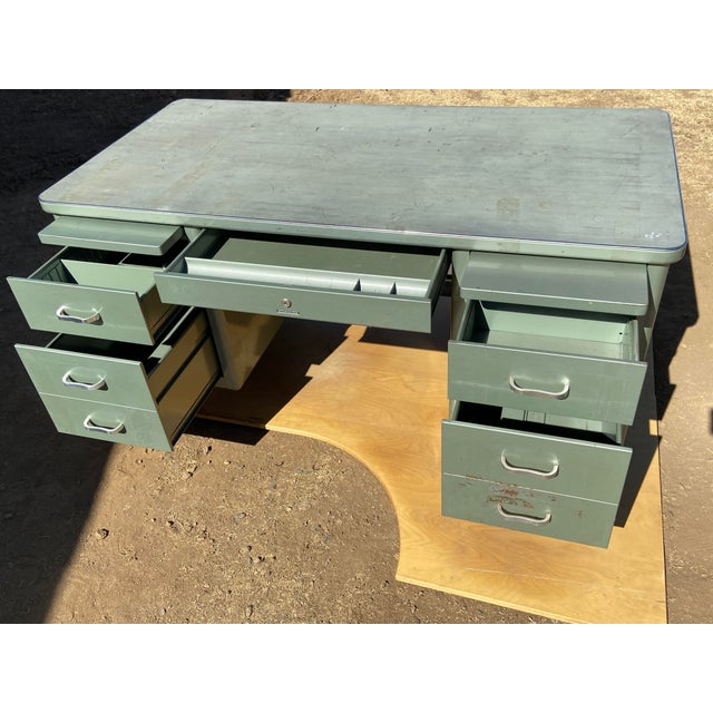 1970s Steelcase Vintage Mid Century Modern Tanker Desk With Patina ...
