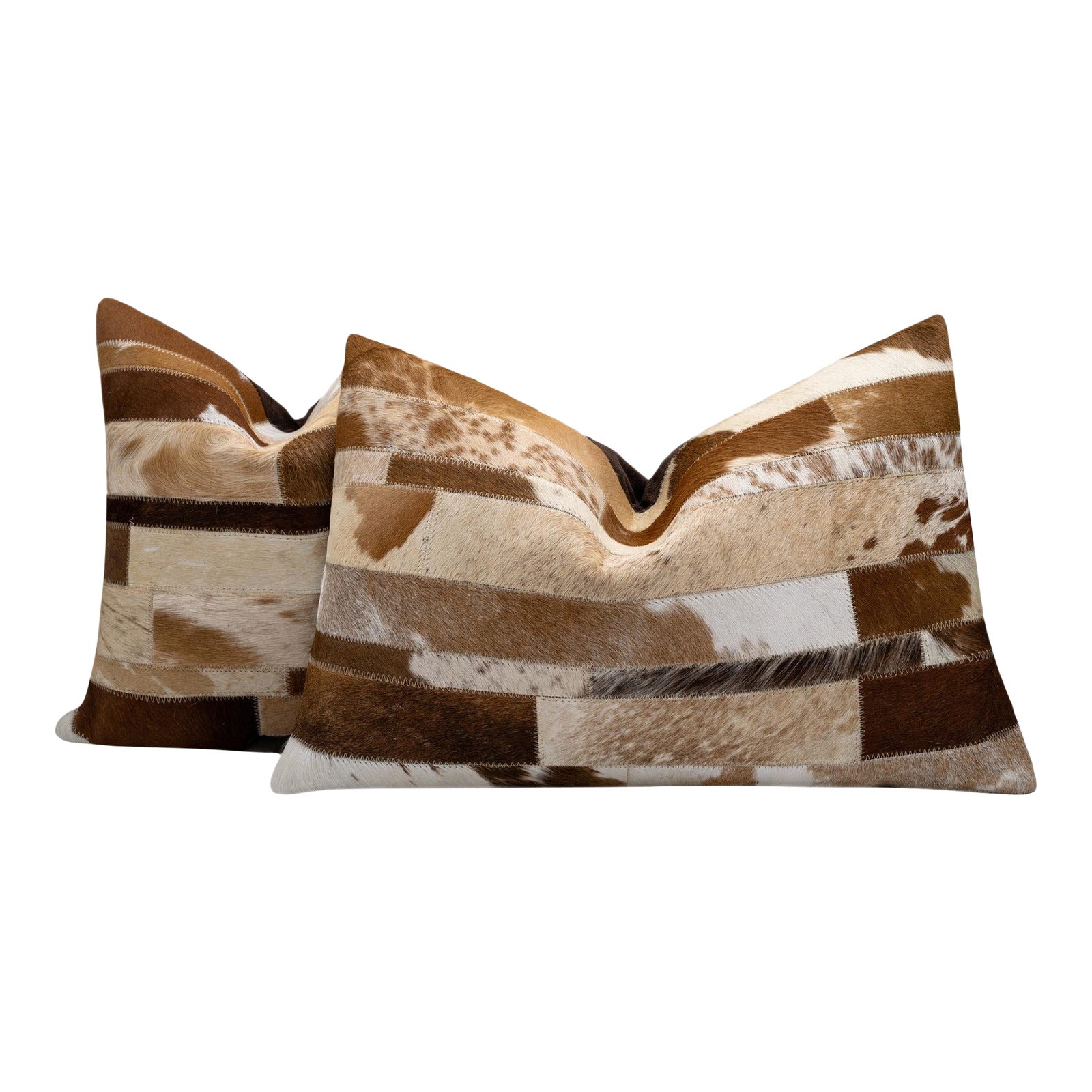 Pair of Canvello Genuine Cowhide Leather Decorative Throw Pillows With ...