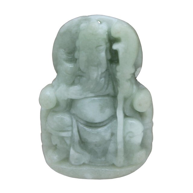 Light Green Jade Pendant With Standing General Guan, Kwan Kong Figure ...