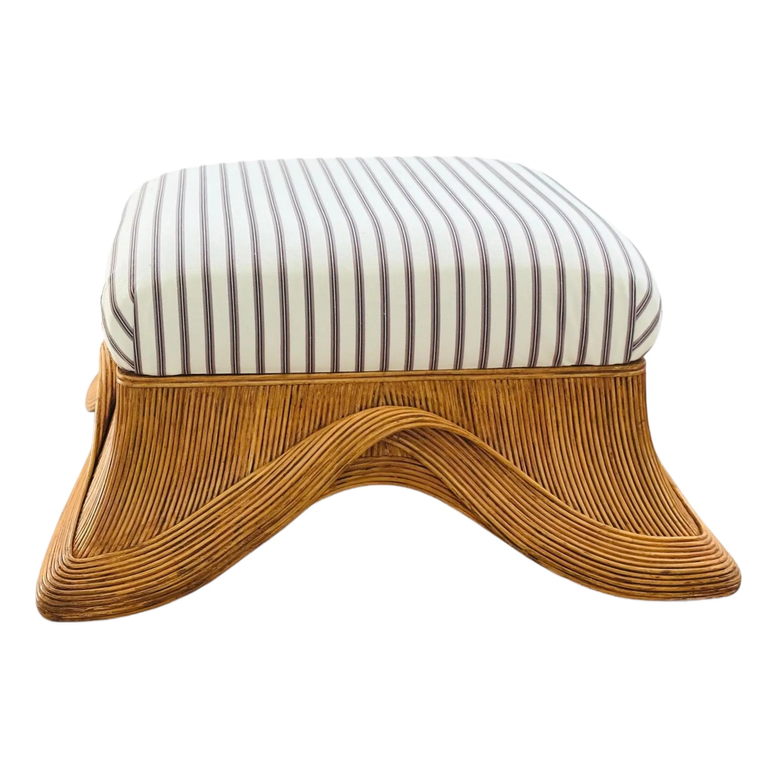 1980s Vintage Split Reed Ottoman | Chairish