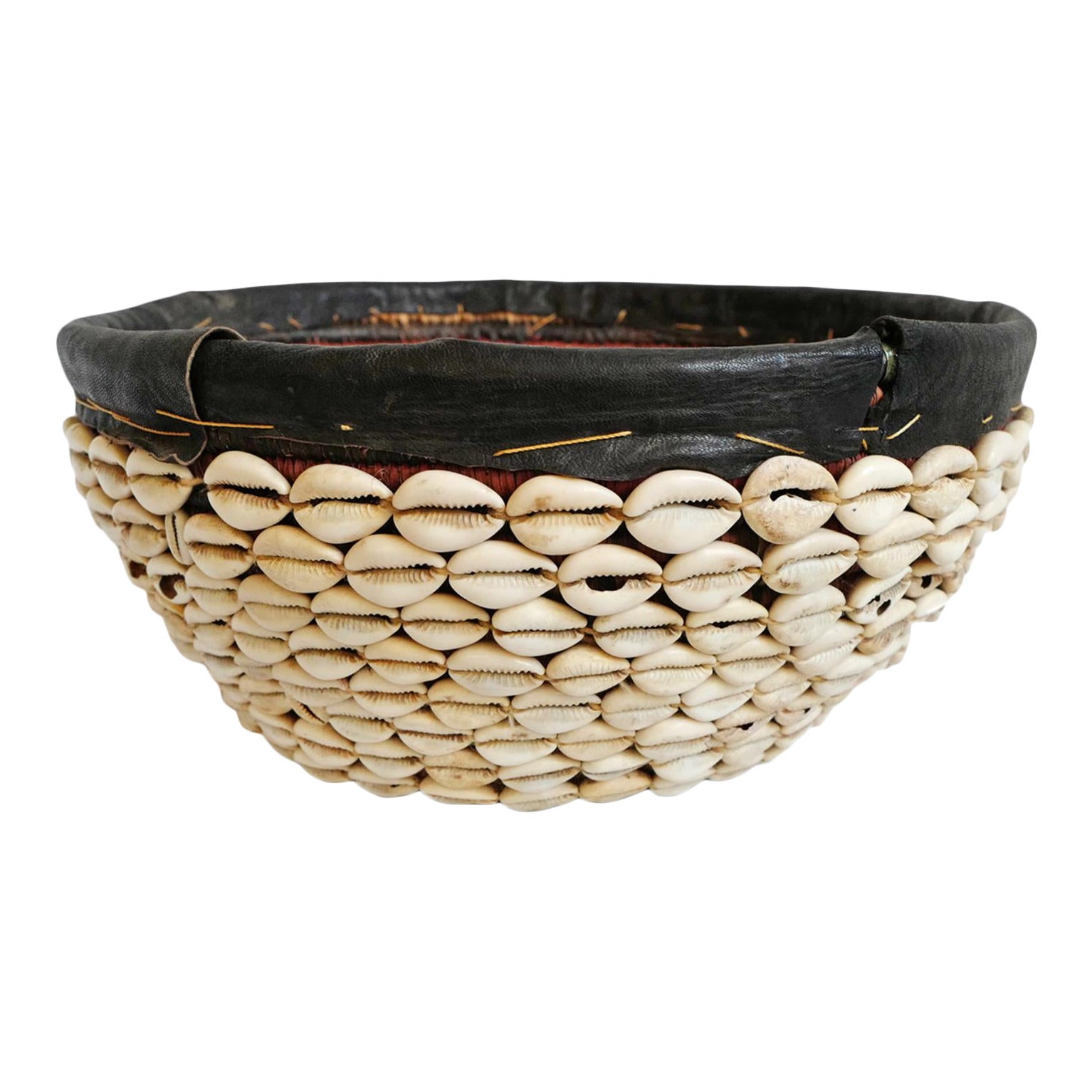 Vintage Cowry Shell Basket | Chairish