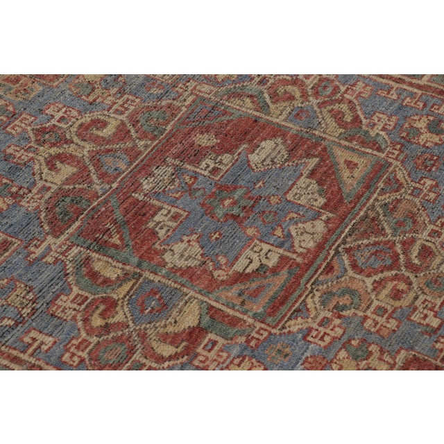 Rug & Kilim’s Kazak-Inspired Rug in Red and Blue Tribal Pattern | Chairish