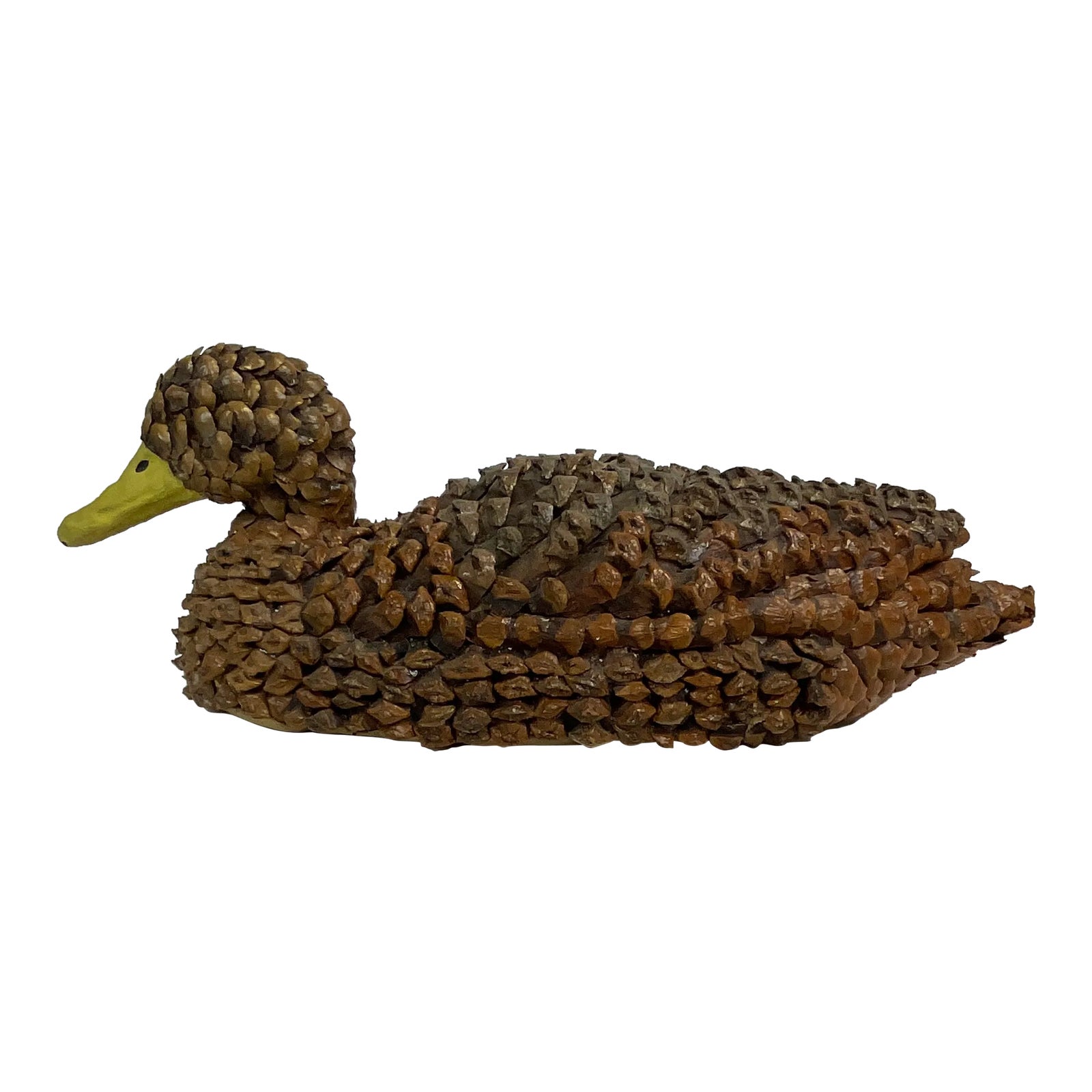 1950s Arts & Crafts Boho Chic Pine Cone Over Paper Mache’ Duck Figurine ...